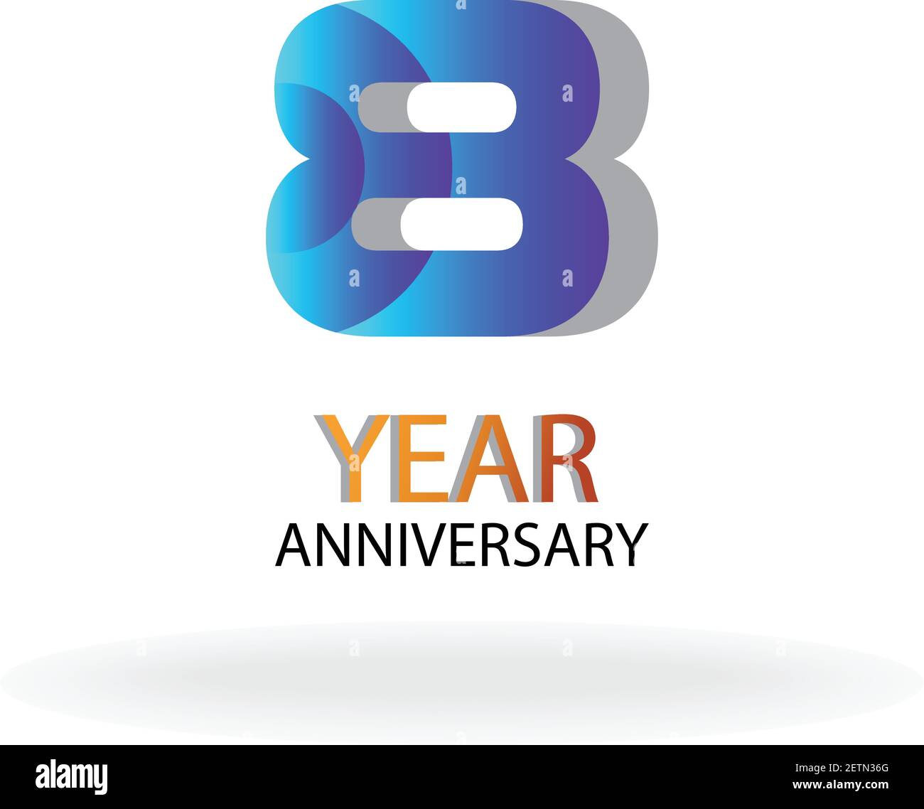 8 Year Anniversary Vector Template Design Illustration Blue Elegant ...