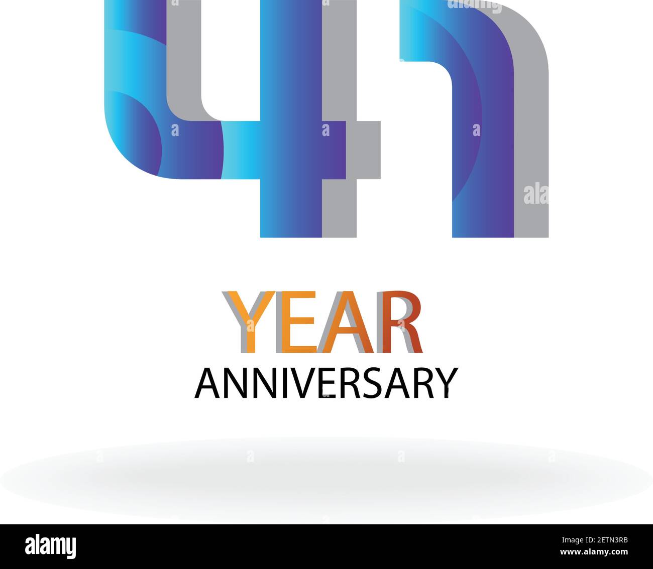 41 Year Anniversary Vector Template Design Illustration Blue Elegant ...
