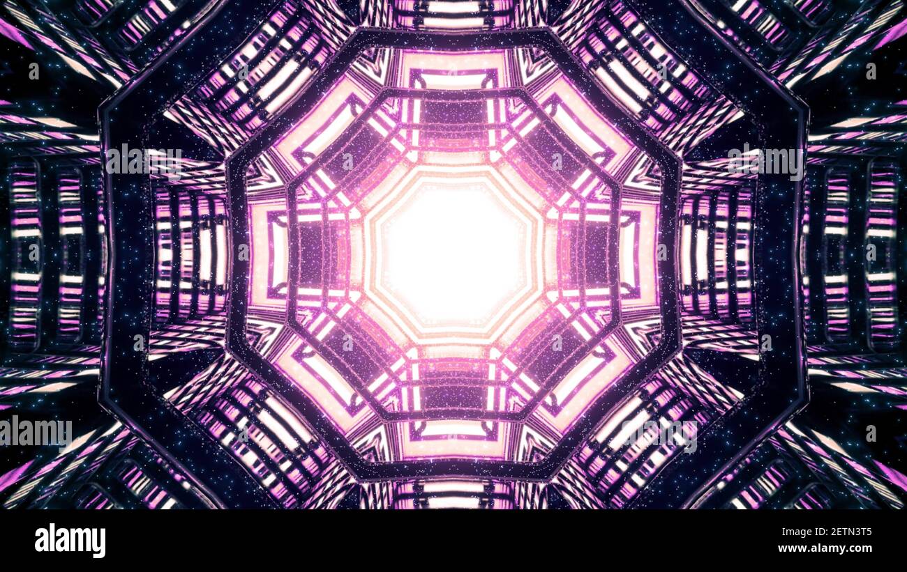 Octagonal ornamental abstract background with light effect 3d ...