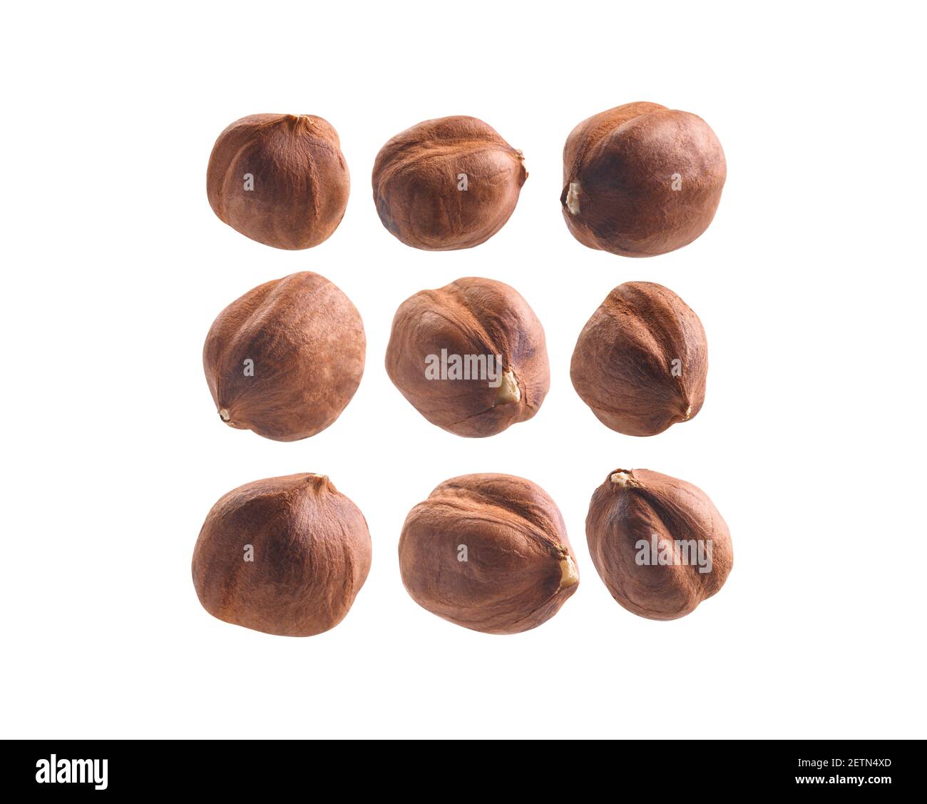 A set of peeled hazelnut. Isolated on a white background Stock Photo ...