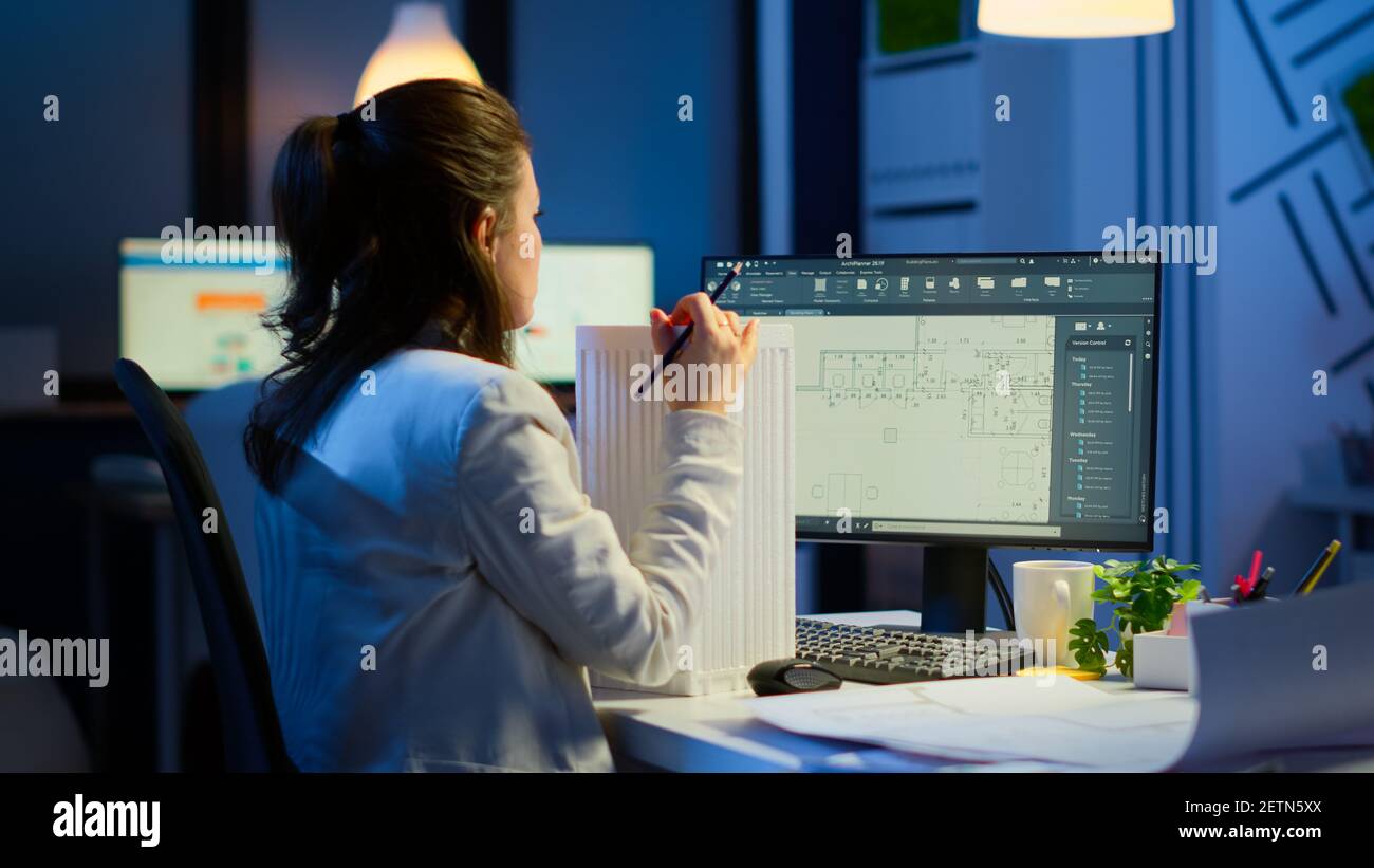 Engineer constructor designer architect creating new component in CAD ...