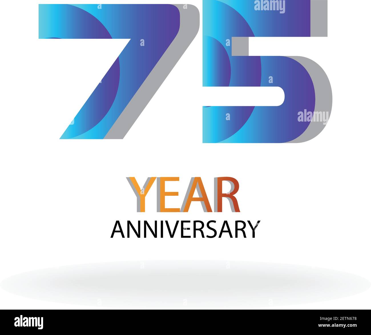 75 Year Anniversary Vector Template Design Illustration Blue Elegant ...