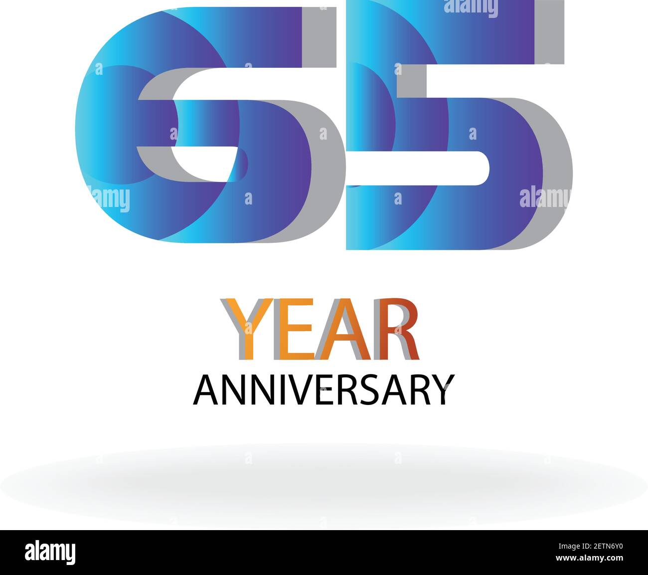 65 Year Anniversary Vector Template Design Illustration Blue Elegant ...