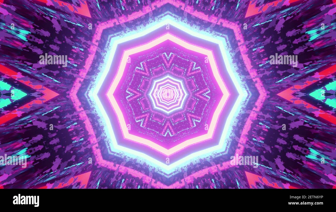 Ornamental geometric pattern with neon light reflections 3d ...