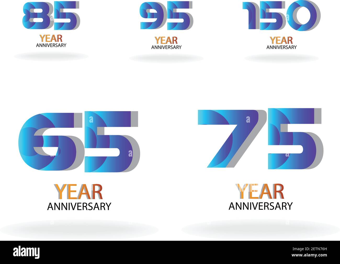 Set Year Anniversary Vector Template Design Illustration Blue Elegant ...