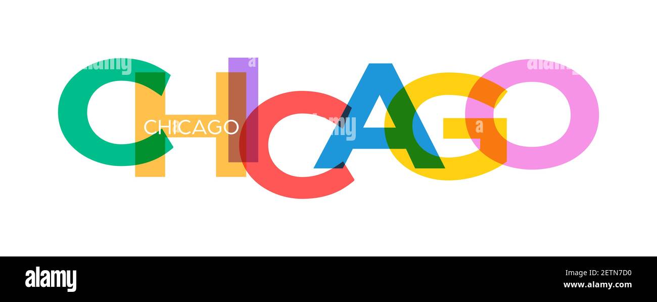CHICAGO. Lettering on a white background. Vector design template for ...