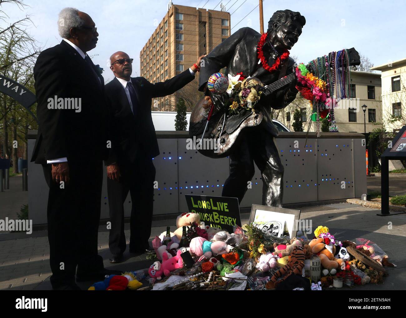 The nephew of Chuck Berry, Henry W. Berry, left, and Berry's son ...