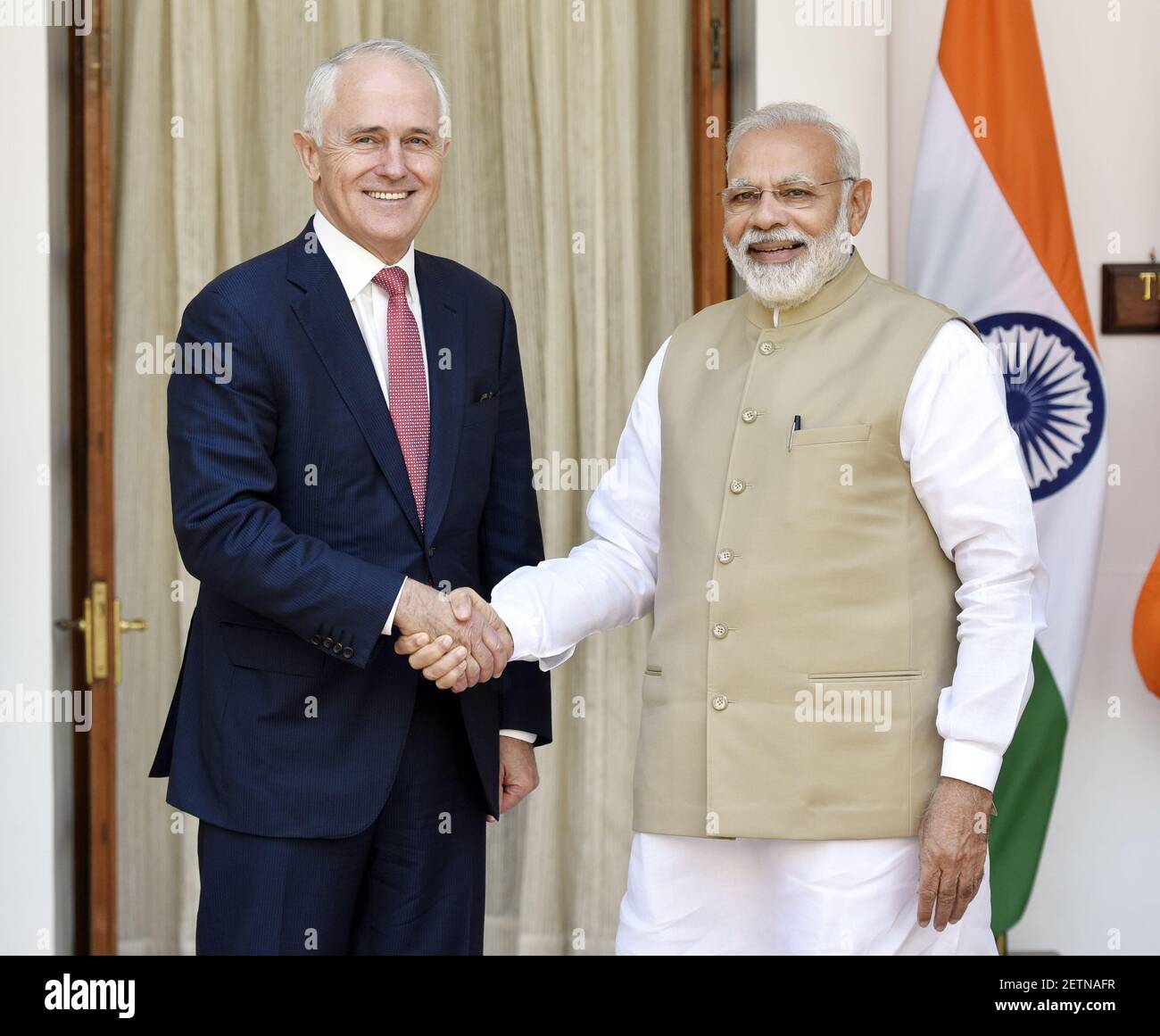 NEW DELHI, INDIA - APRIL 10: Prime Minister Narendra Modi shakes hand ...