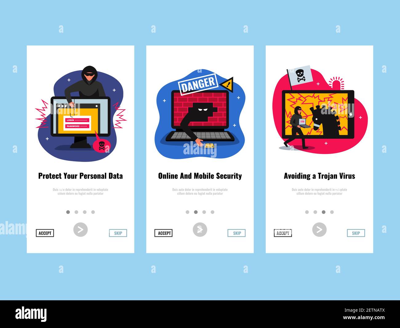 Hacker vertical banners set with personal data protection symbols flat ...