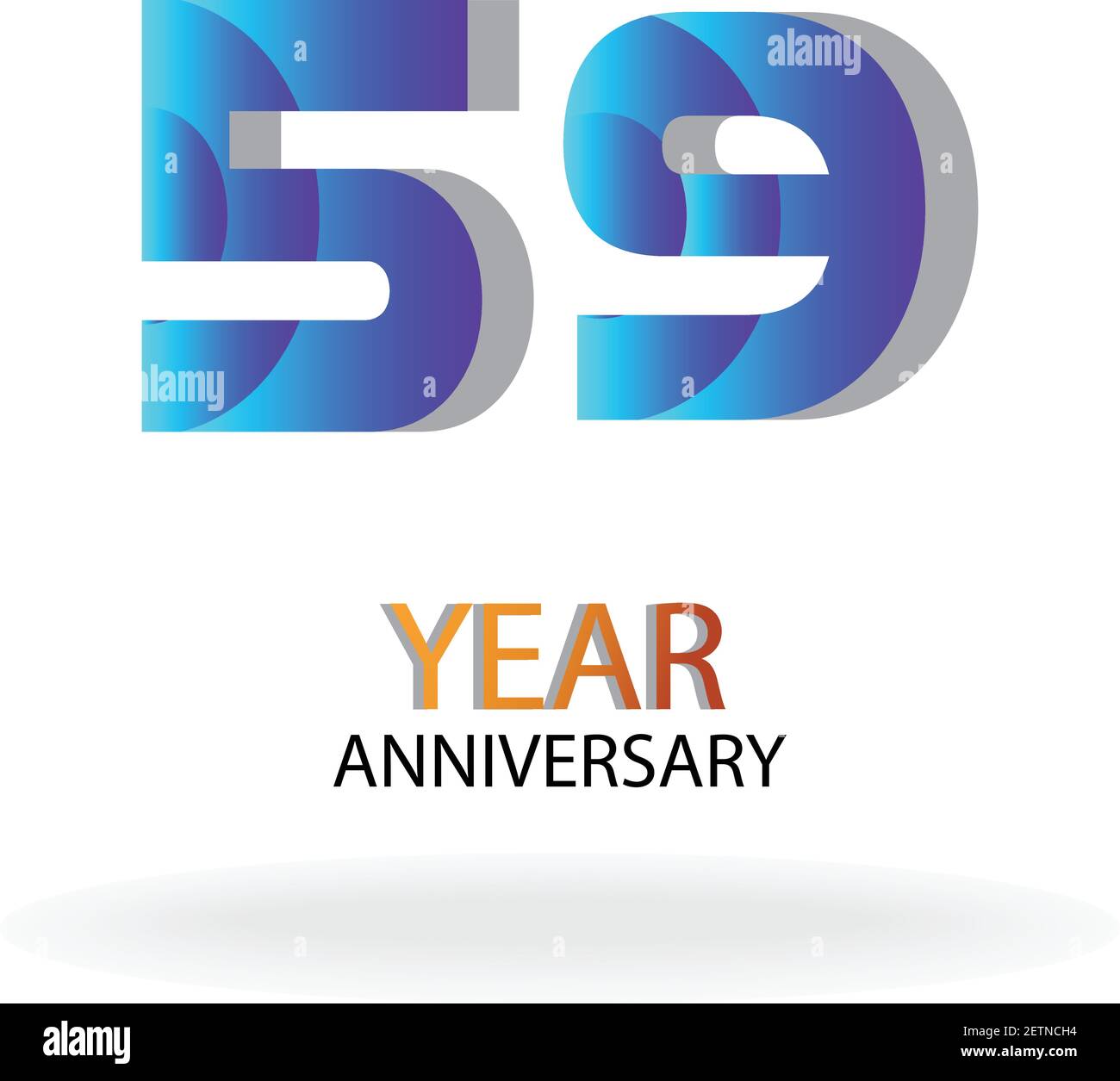 59 Year Anniversary Vector Template Design Illustration Blue Elegant ...