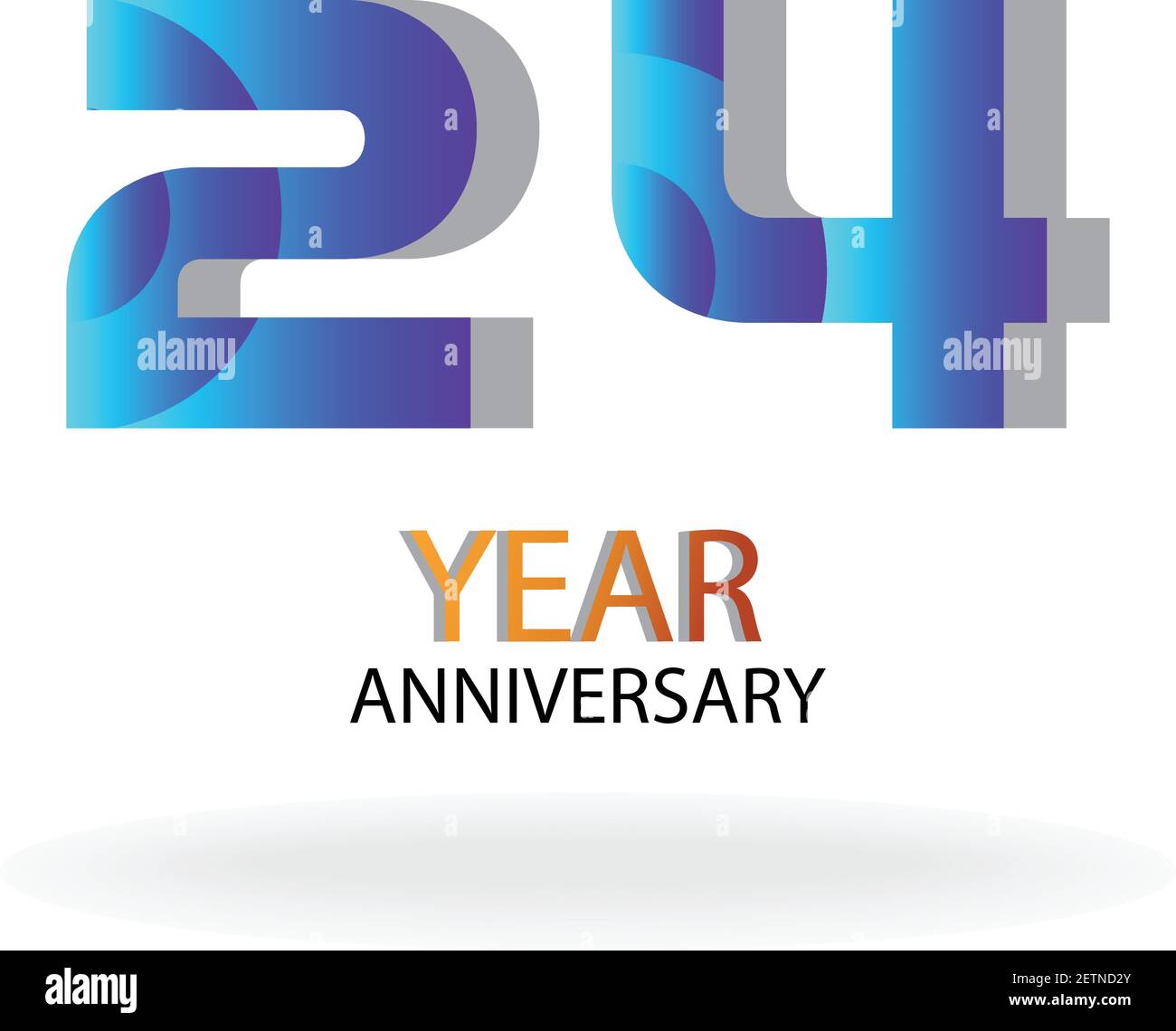 24 Year Anniversary Vector Template Design Illustration Blue Elegant ...