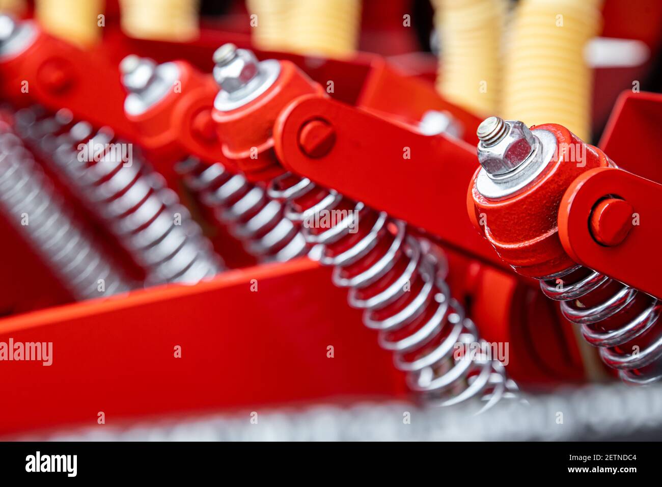Agricultural machinery. Close-up of technical units and mechanisms of ...