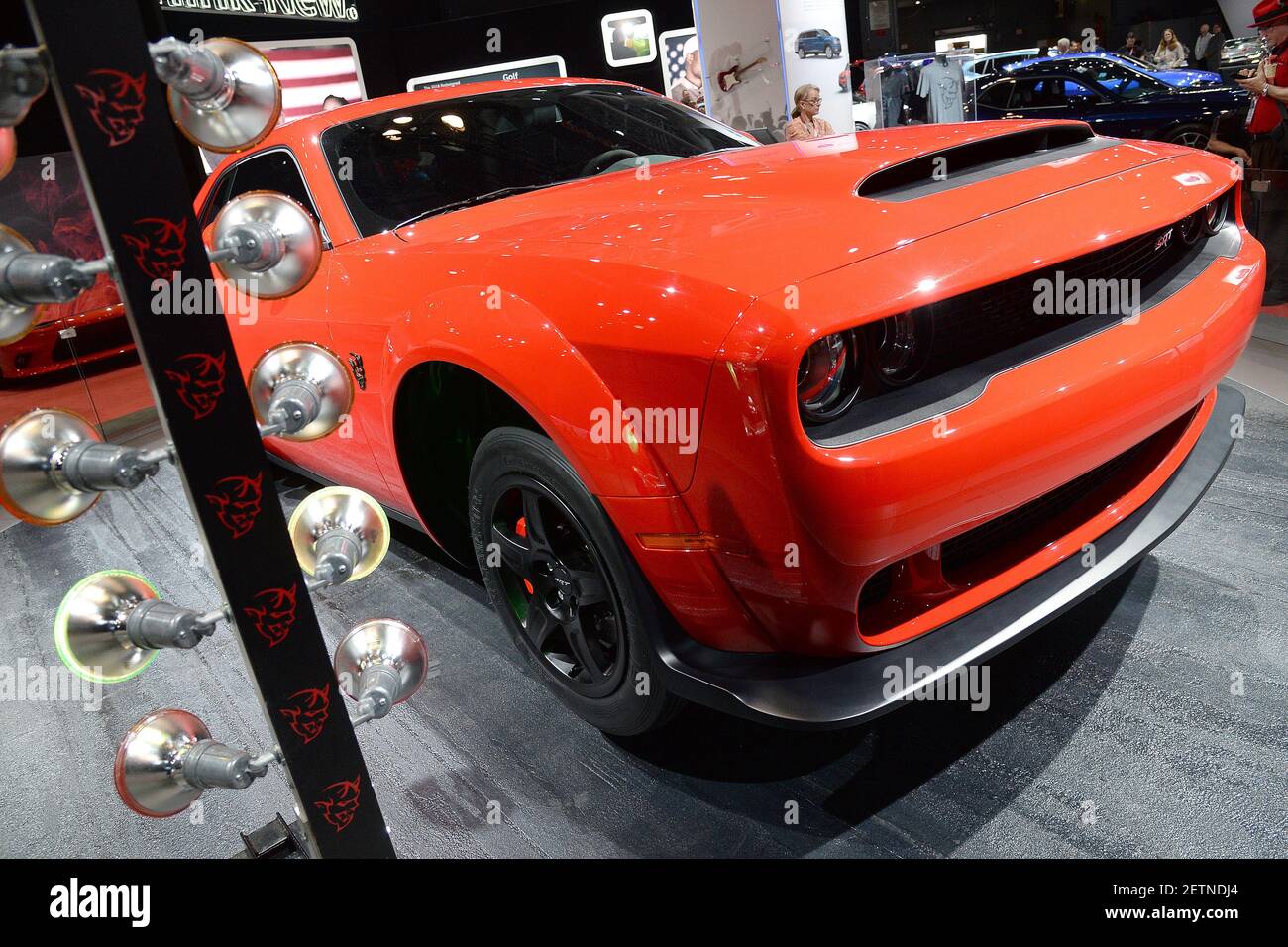 2018 Dodge Challenger SRT Demon is seen on display at the 2017 New York ...