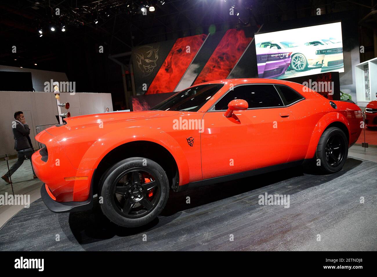 2018 Dodge Challenger SRT Demon is seen on display at the 2017 New York ...