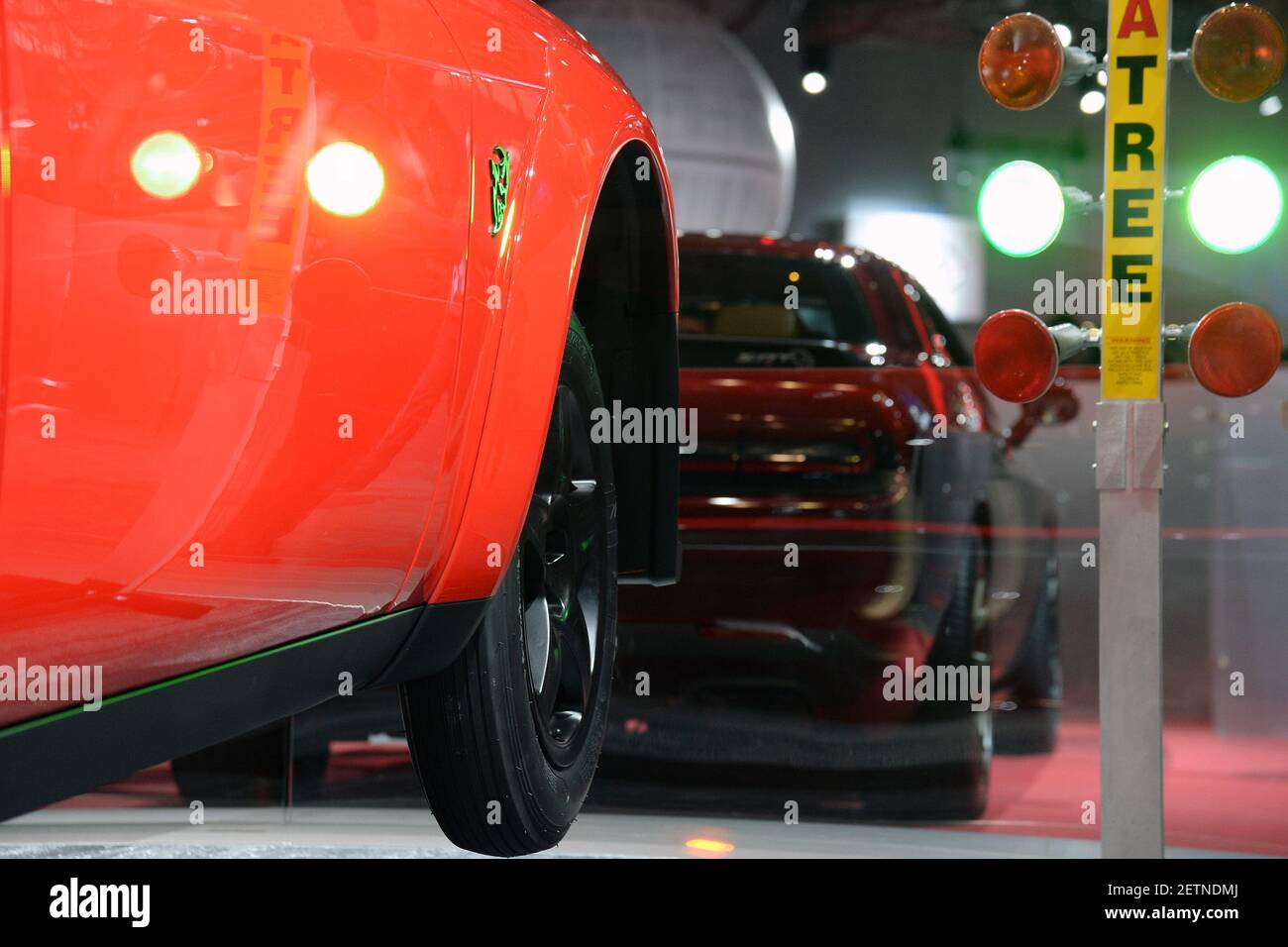 2018 Dodge Challenger SRT Demon is seen on display at the 2017 New York ...