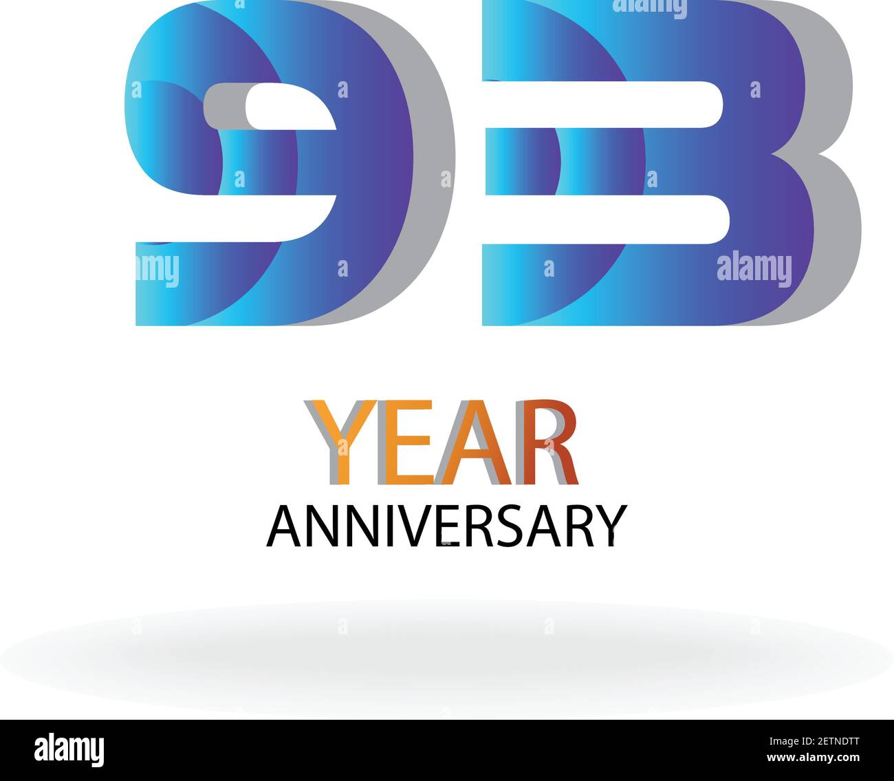 93 Year Anniversary Vector Template Design Illustration Blue Elegant ...