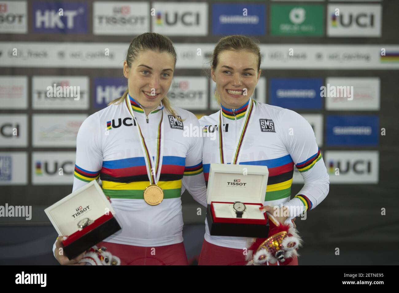 Russia's women's team sprint champions, Daria Shmeleva and Anastasia ...