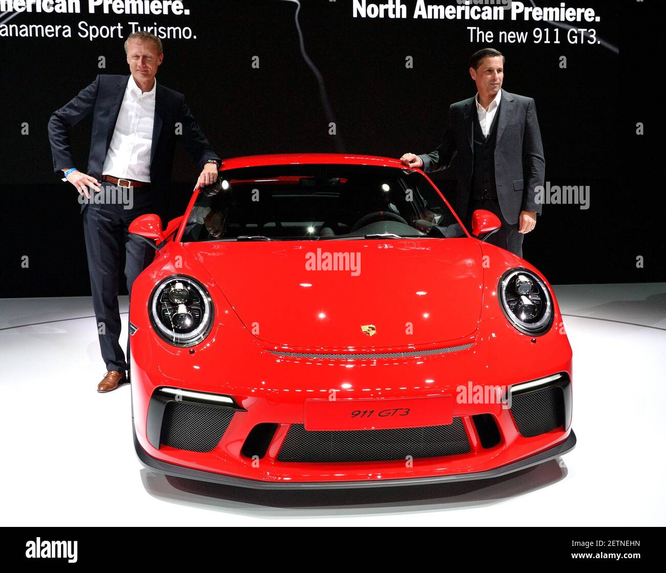 L-R: Porsche Head of GT Program Andreas Preuninger and Porsche Cars ...