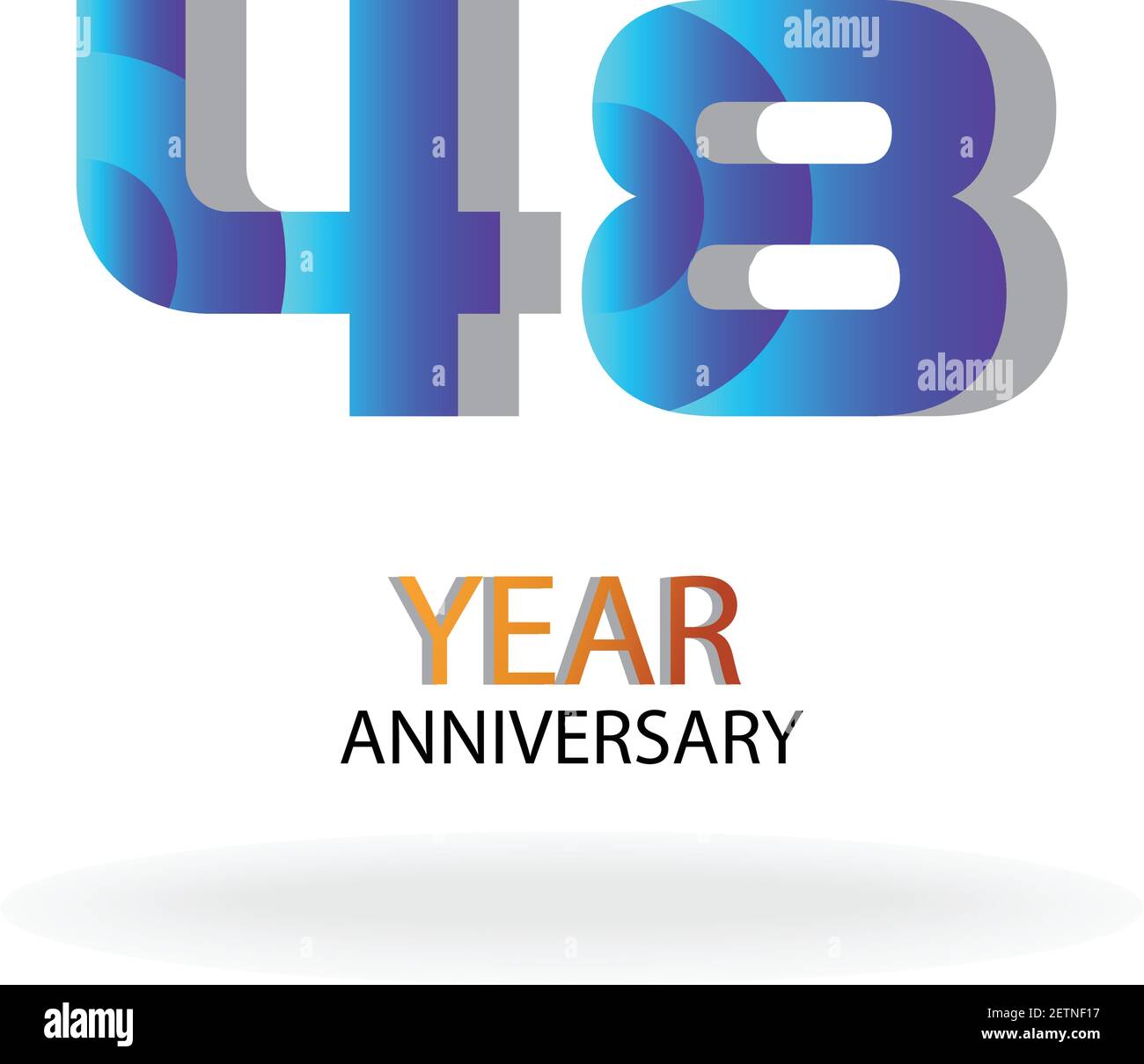 48 Year Anniversary Vector Template Design Illustration Blue Elegant ...