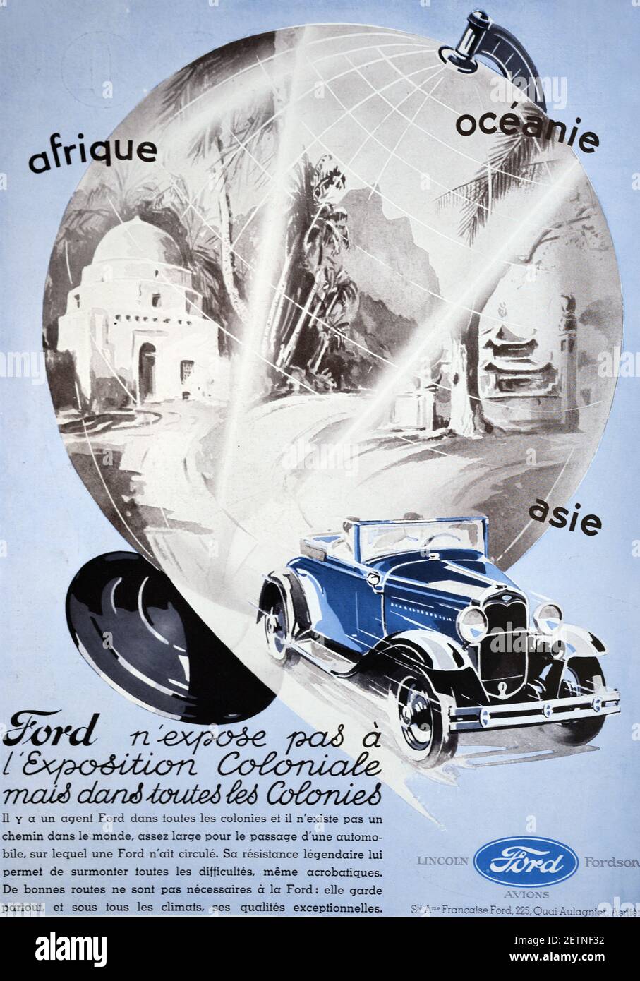 Vintage Advert, Advertisement or Publicity for Ford Cars with Ford ...