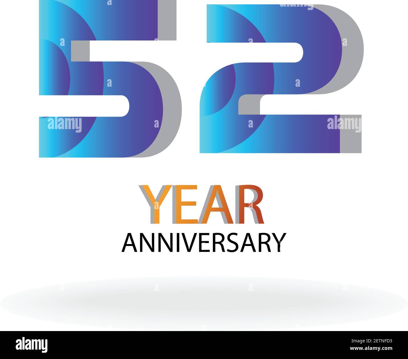 52 Year Anniversary Vector Template Design Illustration Blue Elegant ...