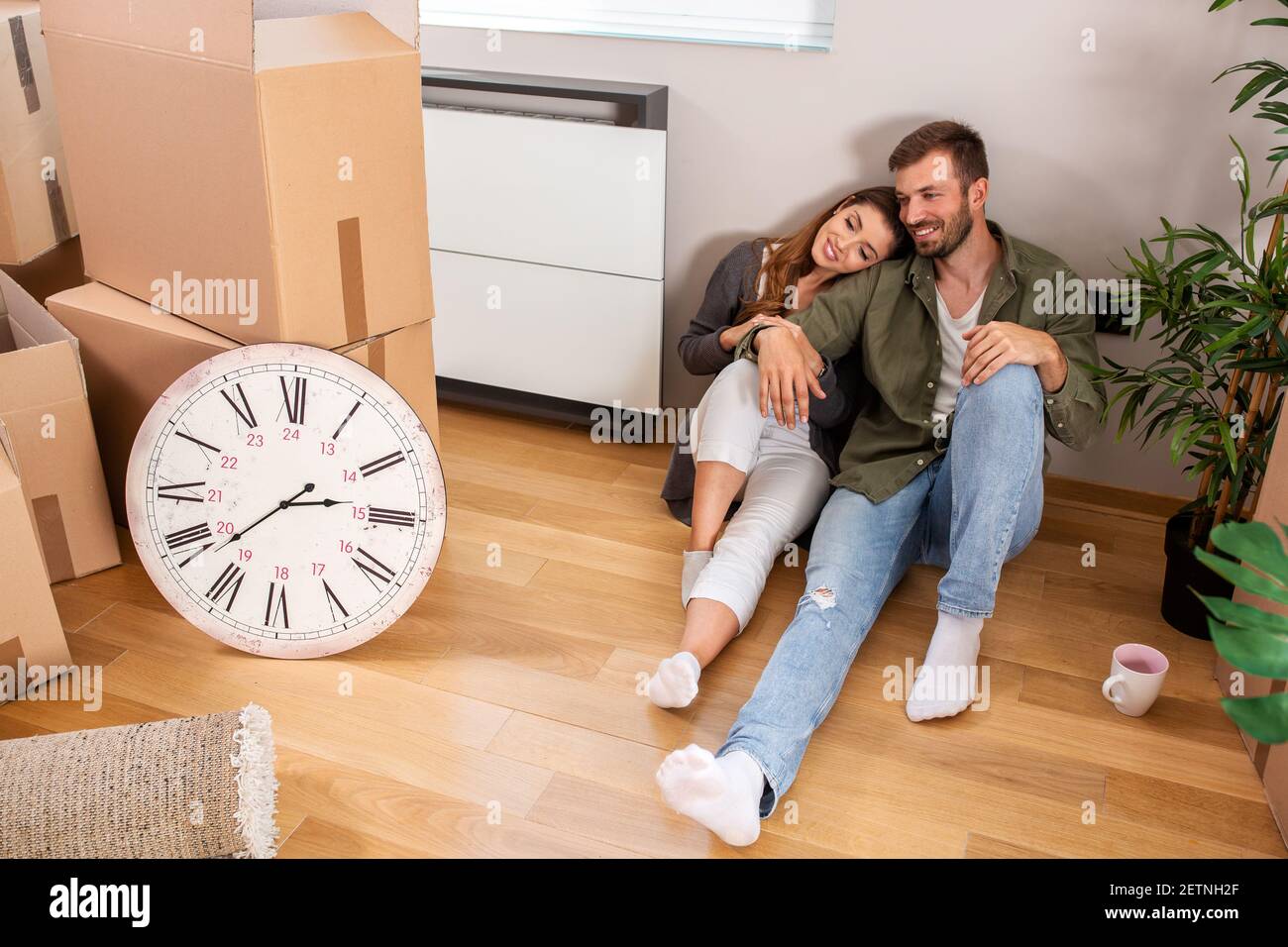 A well-deserved break after moving in a new home, five minute break ...