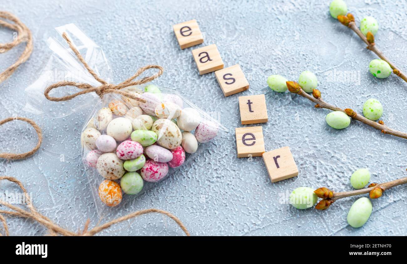 Happy Easter time. Preparation for holiday, gift wrapping. Banner Stock ...