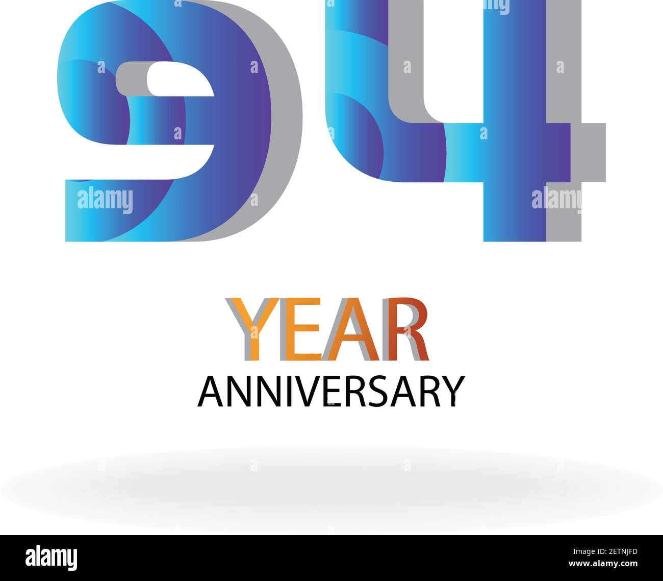 94 Year Anniversary Vector Template Design Illustration Blue Elegant ...