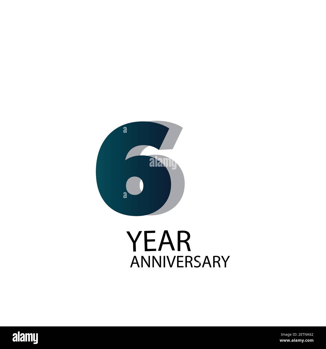 6 Year Anniversary Vector Template Design Illustration Blue Elegant ...