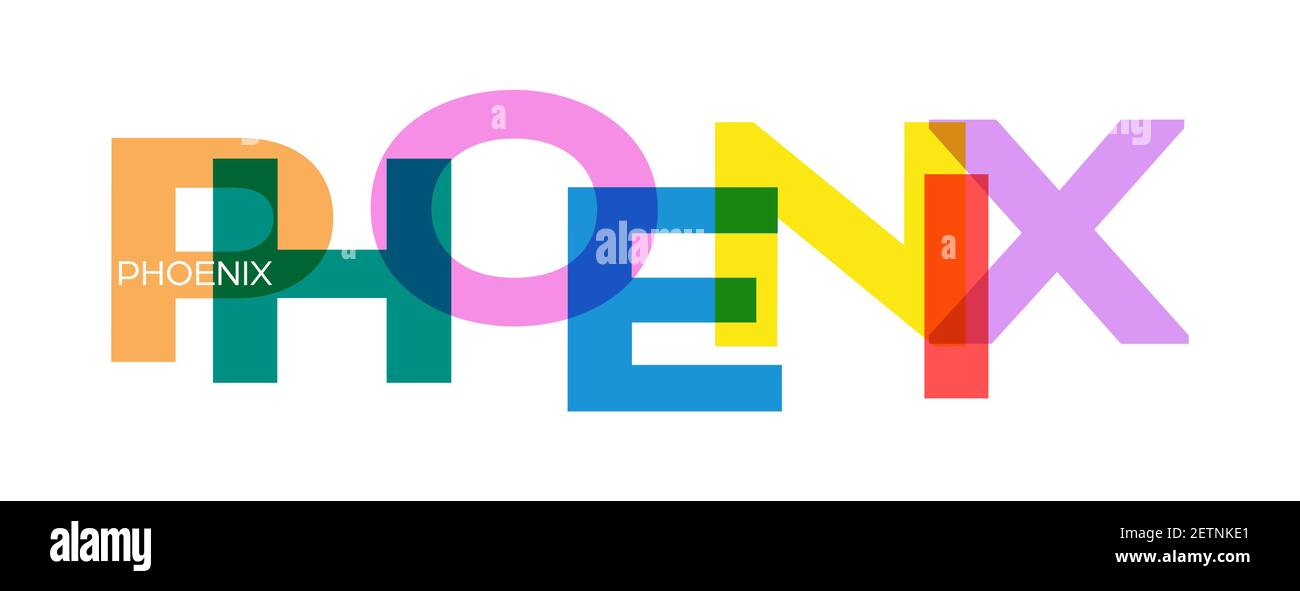PHOENIX. Lettering on a white background. Vector design template for ...