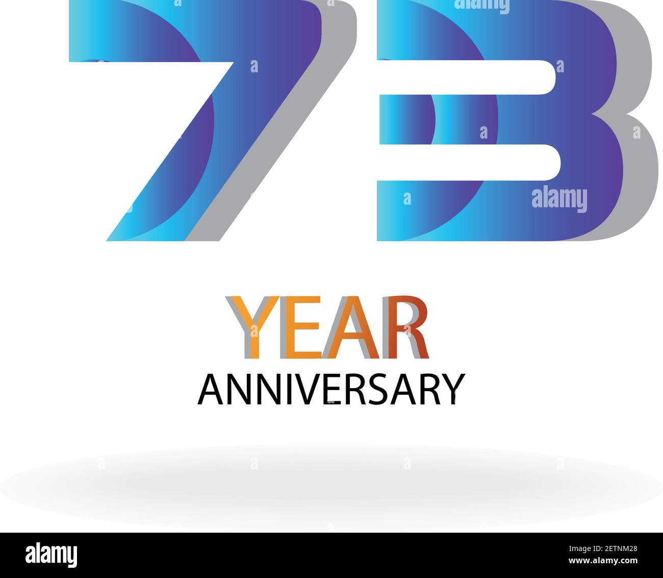 73 Year Anniversary Vector Template Design Illustration Blue Elegant ...
