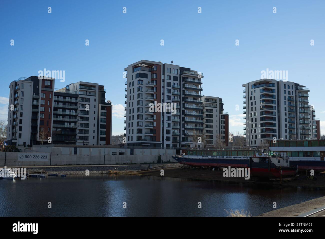 Prague, Czech Republic - January 22, 2021 - newly built apartment ...