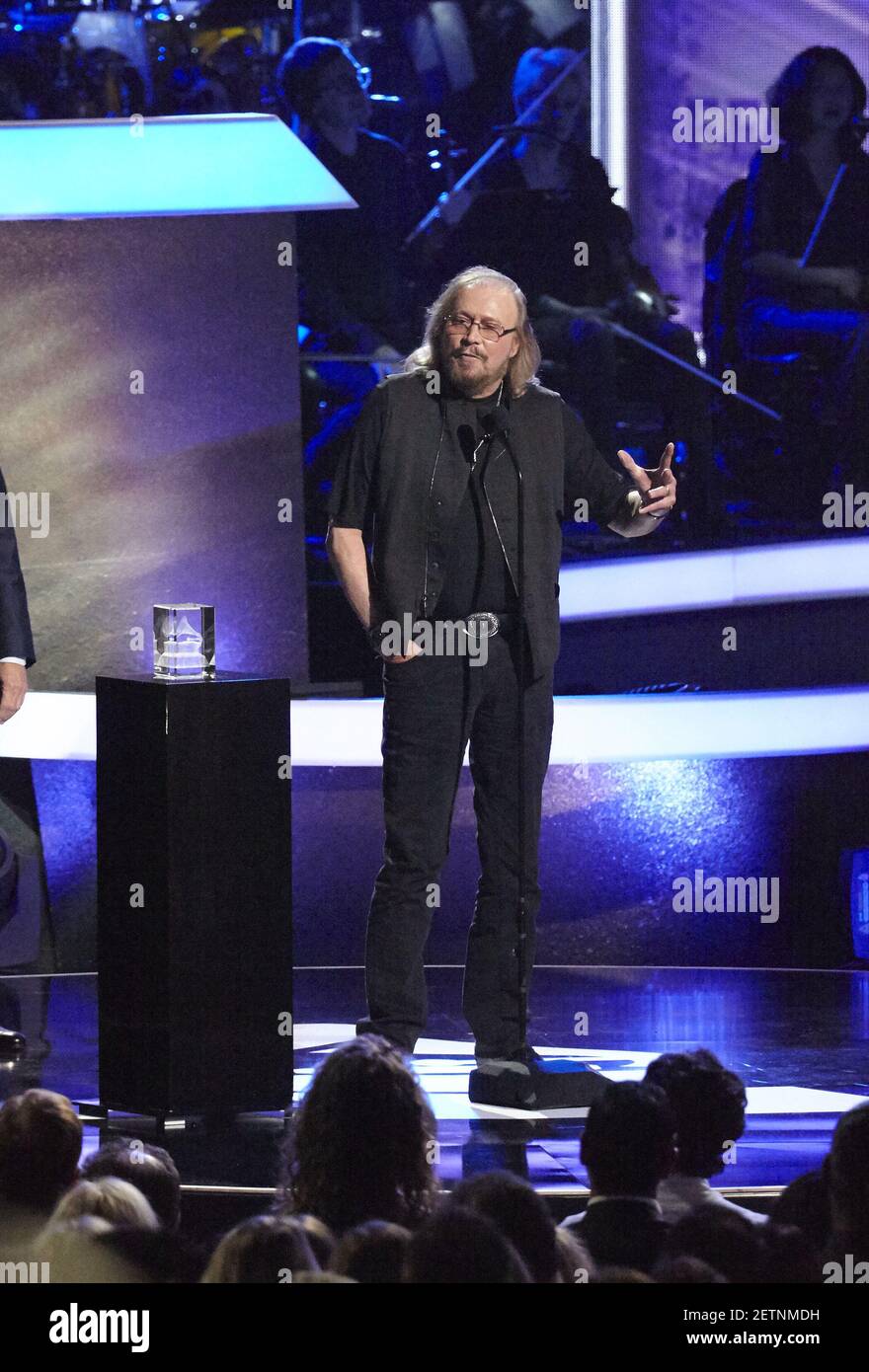 Honoree Barry Gibb speaks onstage during 'Stayin' Alive: A GRAMMY ...