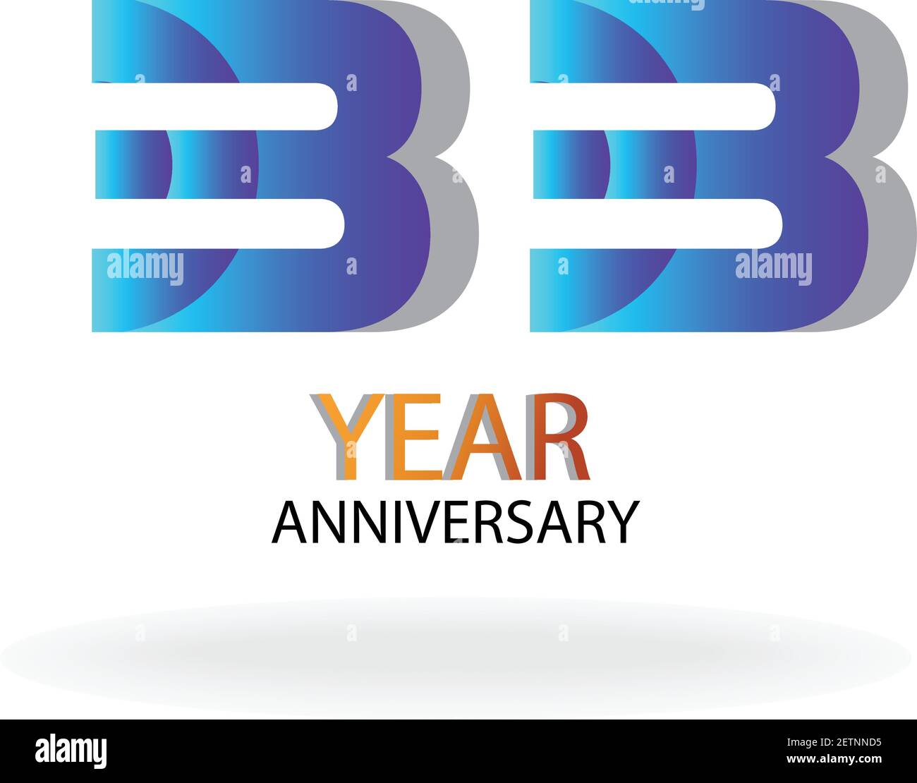 33 Year Anniversary Vector Template Design Illustration Blue Elegant ...