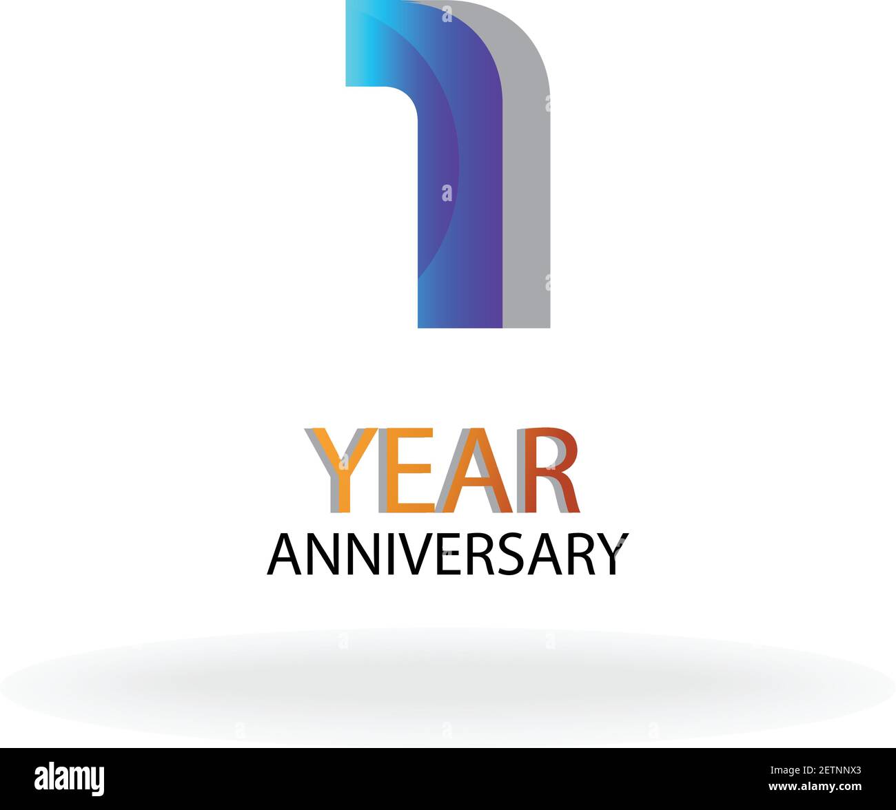 1 Year Anniversary Vector Template Design Illustration Blue Elegant ...