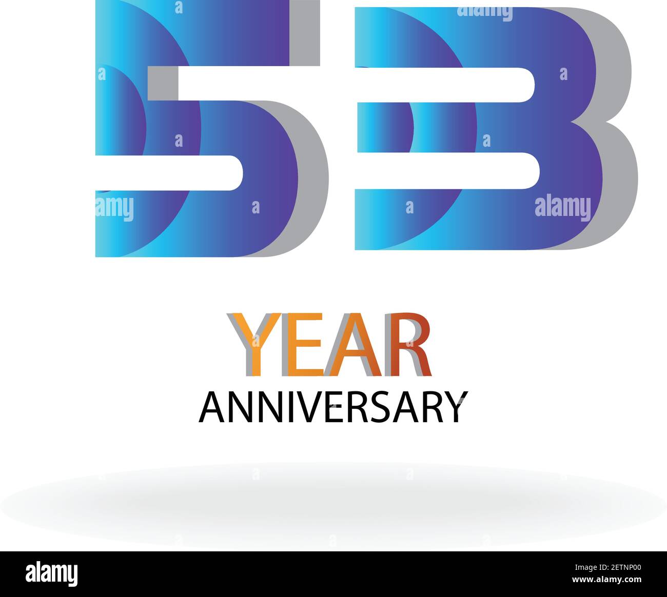 53 Year Anniversary Vector Template Design Illustration Blue Elegant ...