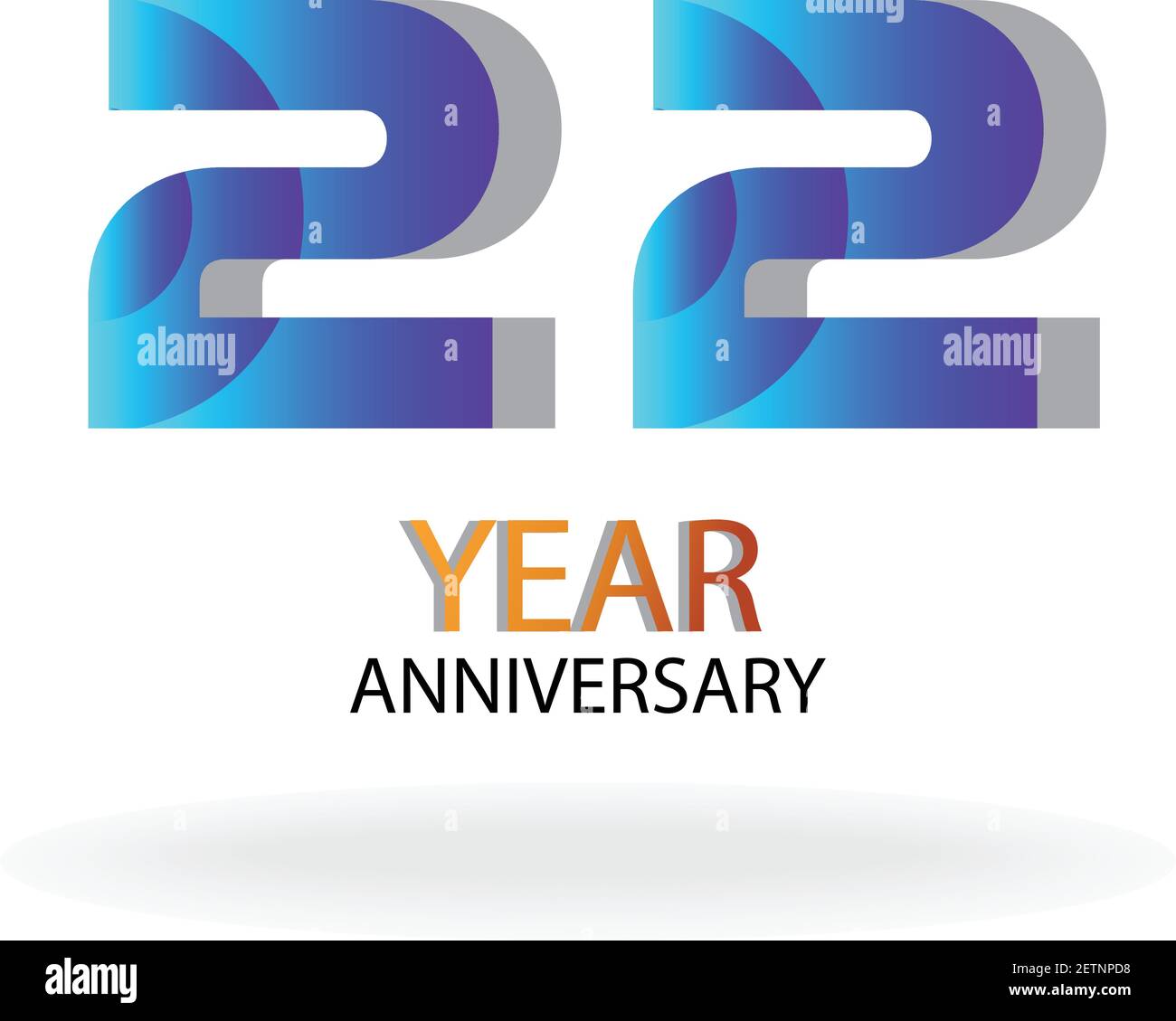 22 Year Anniversary Vector Template Design Illustration Blue Elegant ...