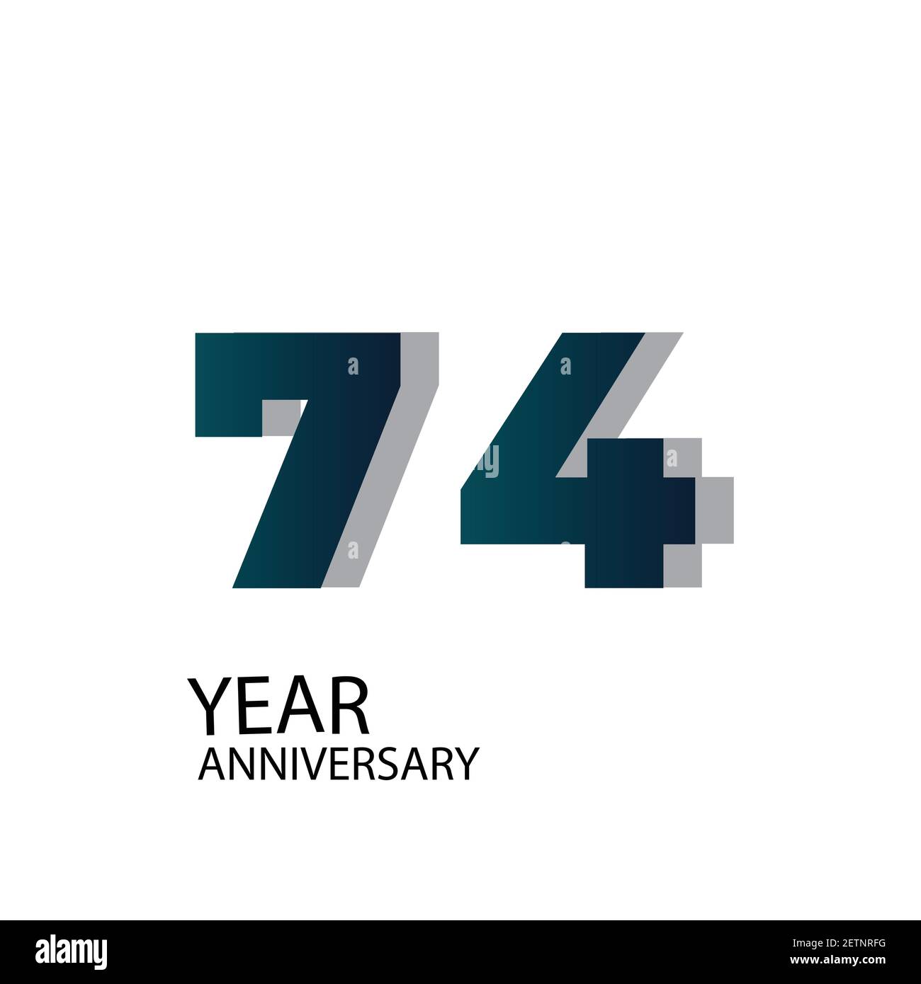 74 Year Anniversary Vector Template Design Illustration Blue Elegant ...