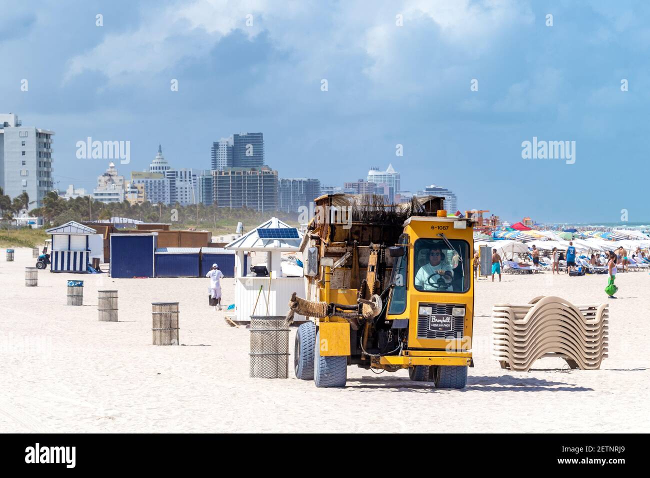 Miami beach garbage pick up, Florida, USA Stock Photo - Alamy