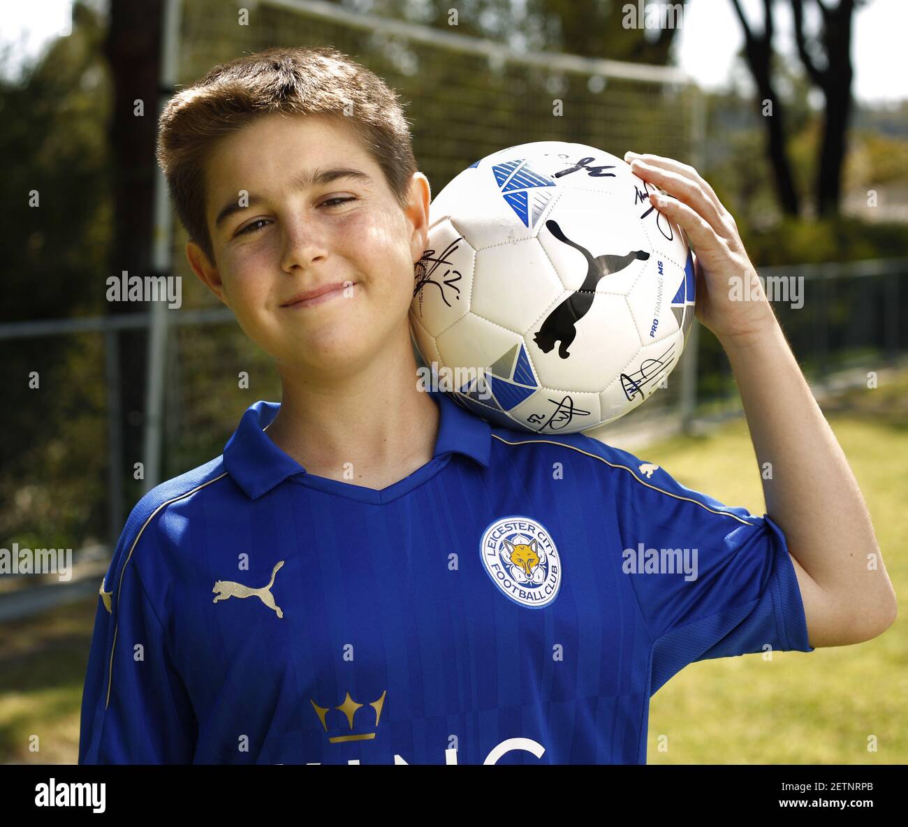 Travis Hackett, 13, a soccer player and die-hard Leicester City fan ...