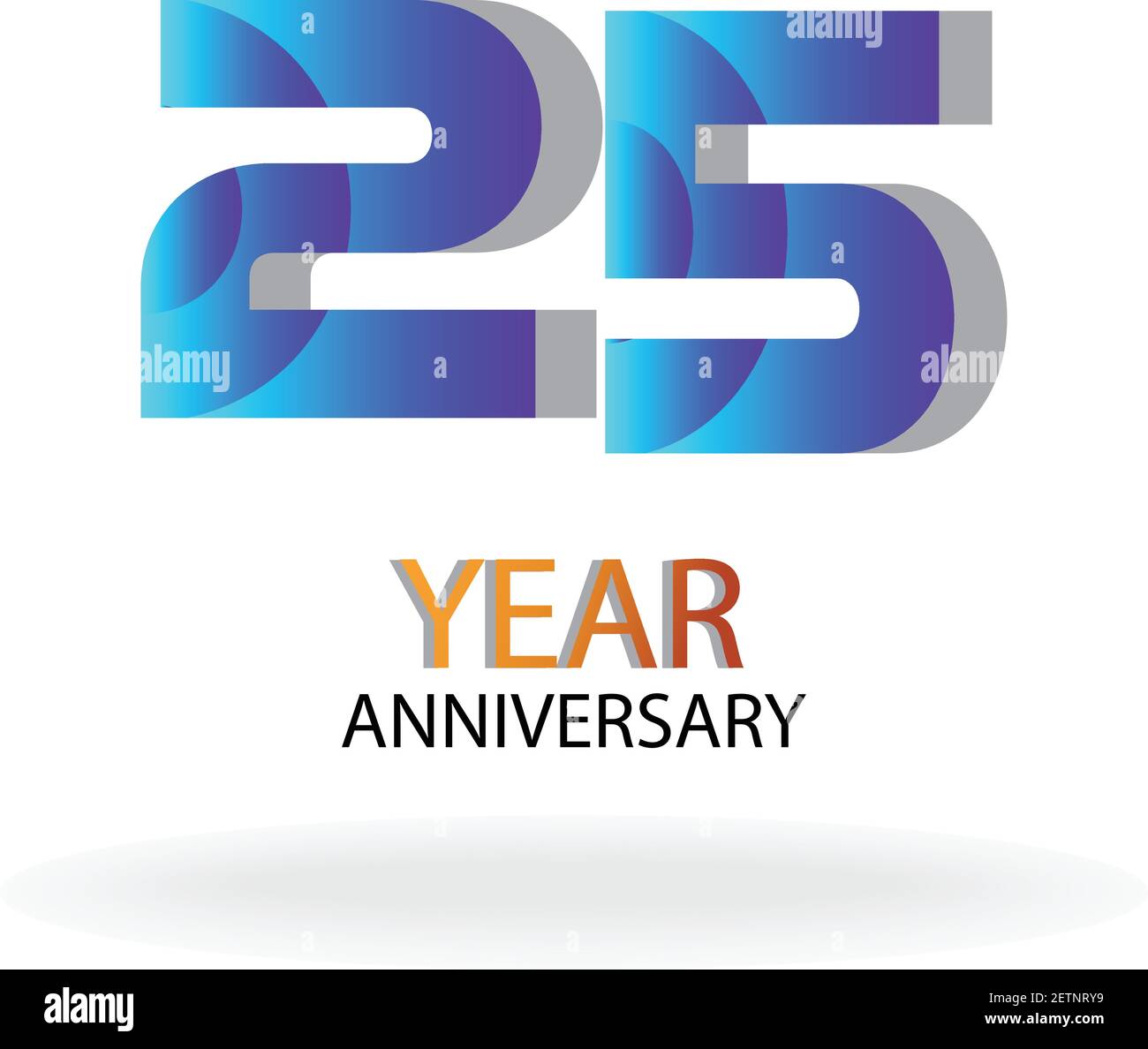 25 Year Anniversary Vector Template Design Illustration Blue Elegant ...