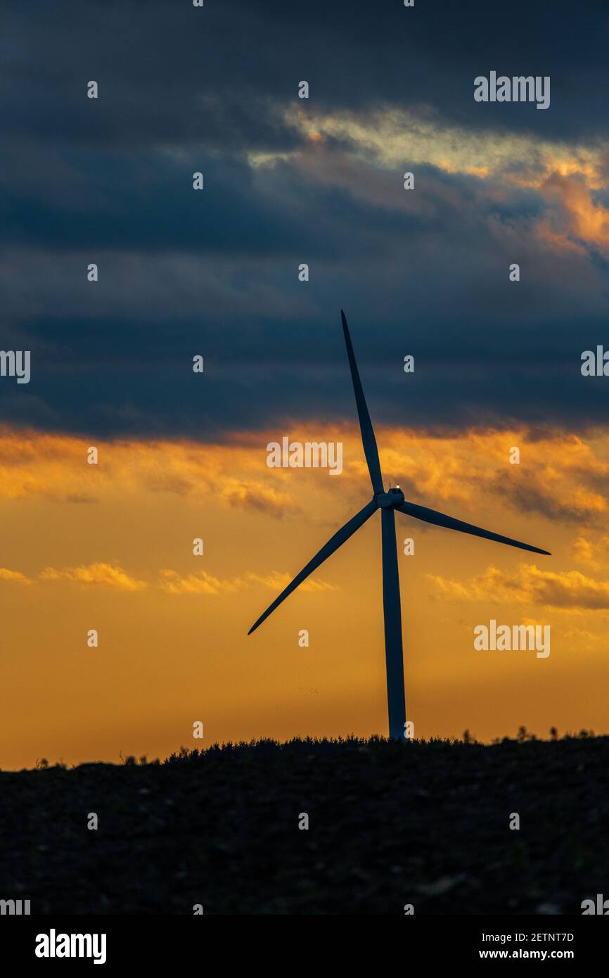 wind turbine at sunset Stock Photo - Alamy