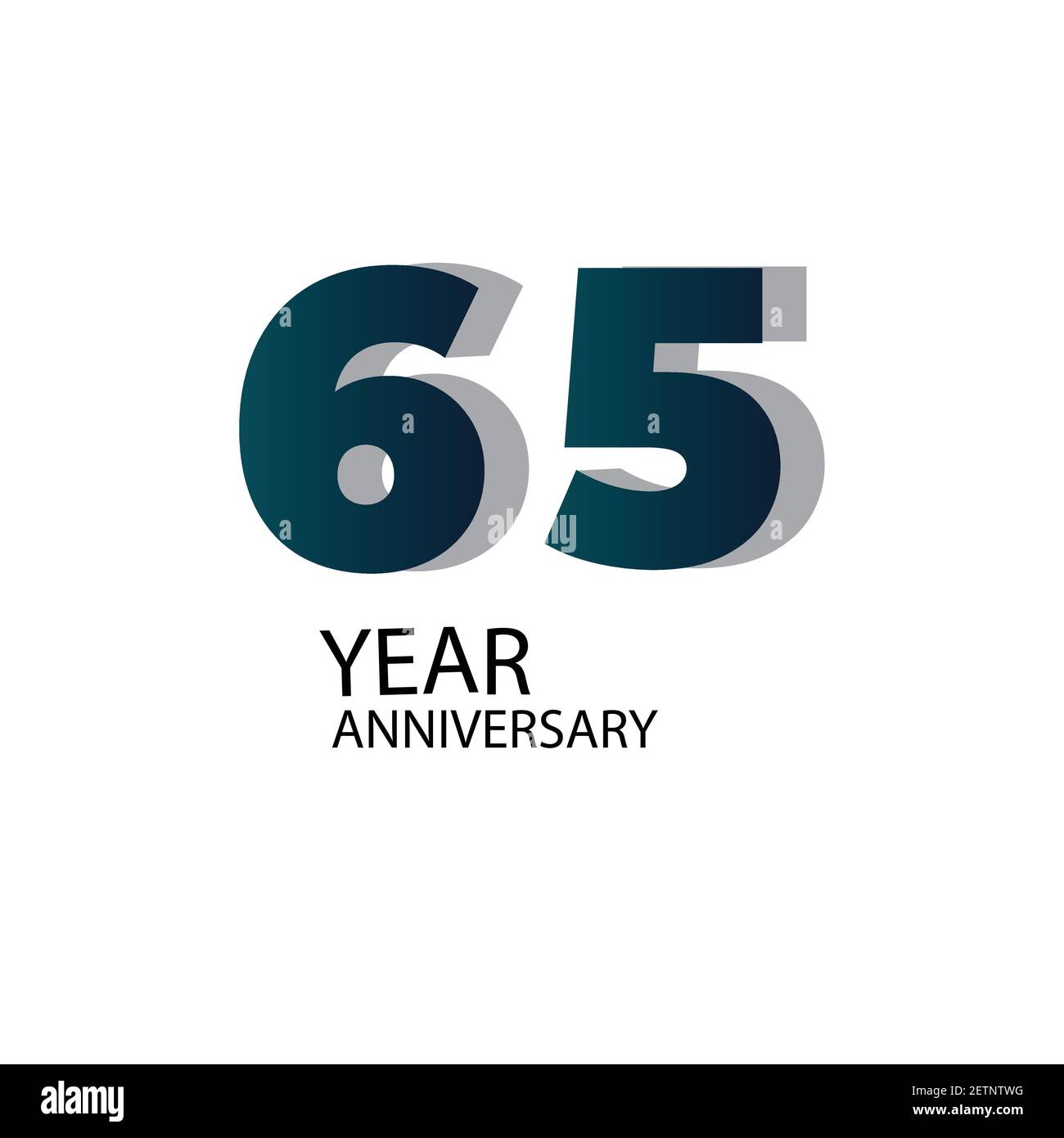 65 Year Anniversary Vector Template Design Illustration Blue Elegant ...