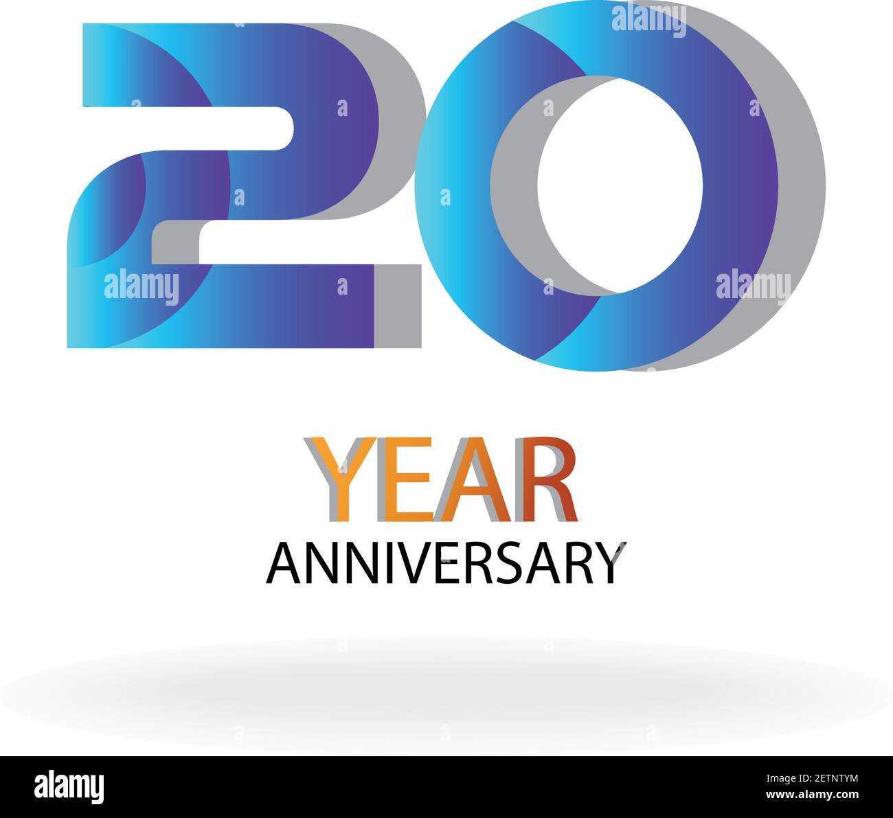 20 Year Anniversary Vector Template Design Illustration Blue Elegant ...