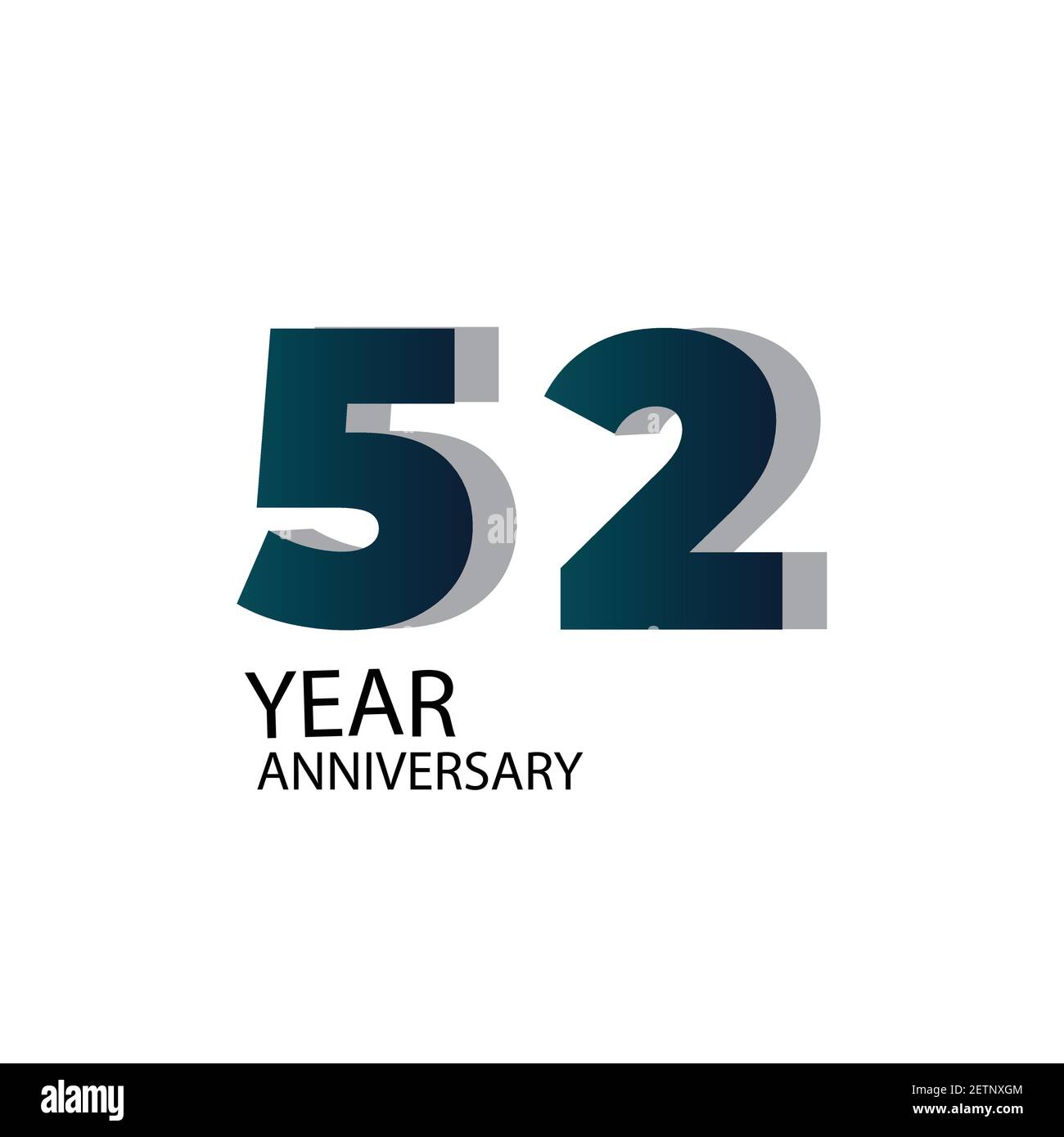 52 Year Anniversary Vector Template Design Illustration Blue Elegant ...