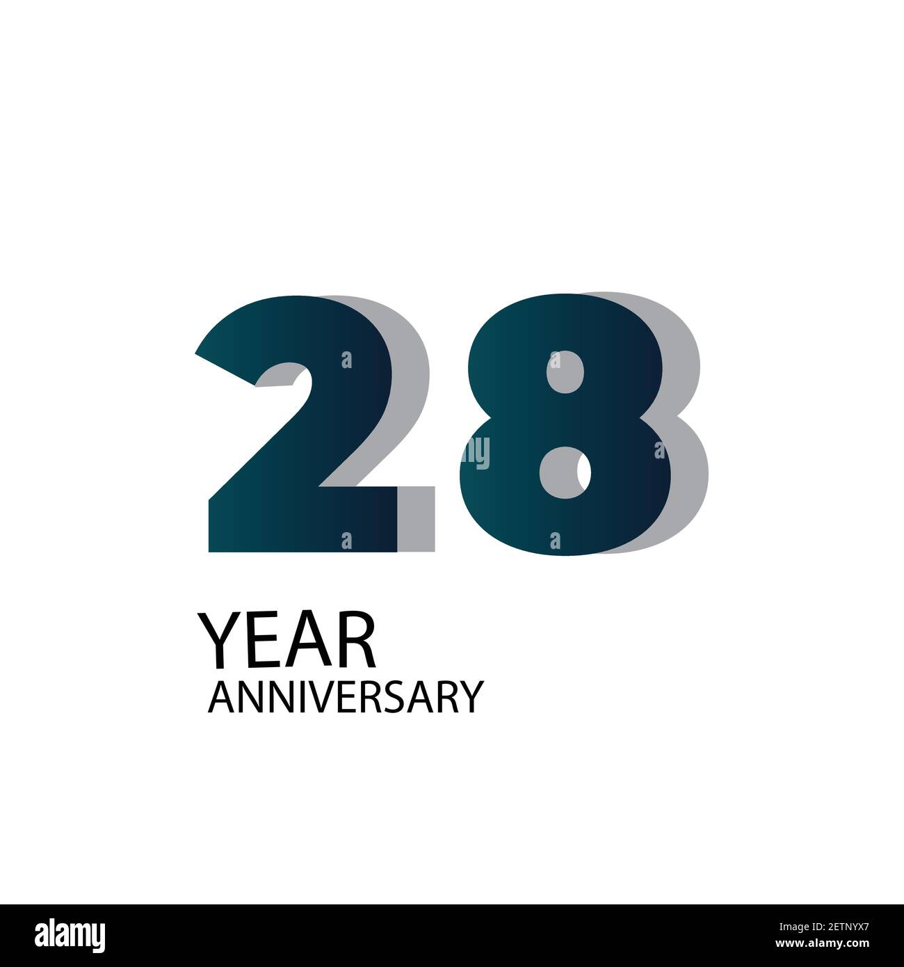 28 Year Anniversary Vector Template Design Illustration Blue Elegant ...