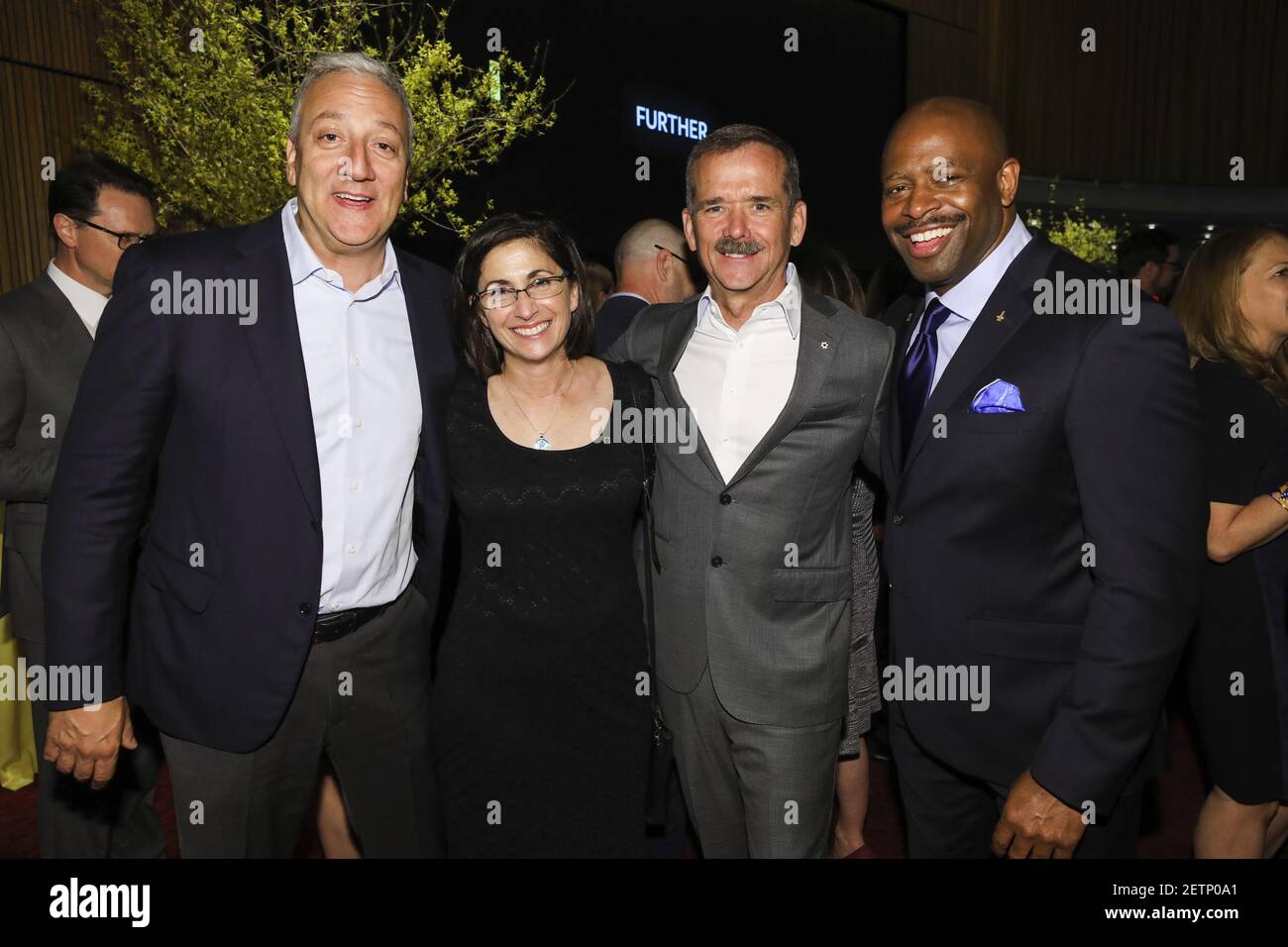 NEW YORK - APRIL 19: (L-R) Mike Massimino, Nicole Stott, Chris Hadfied ...