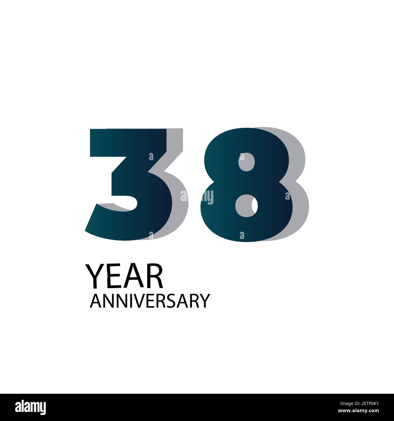 38 Year Anniversary Vector Template Design Illustration Blue Elegant ...