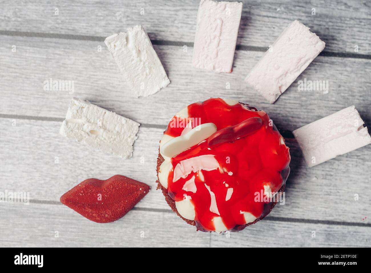 round red cake sweets dessert snack top view Stock Photo - Alamy