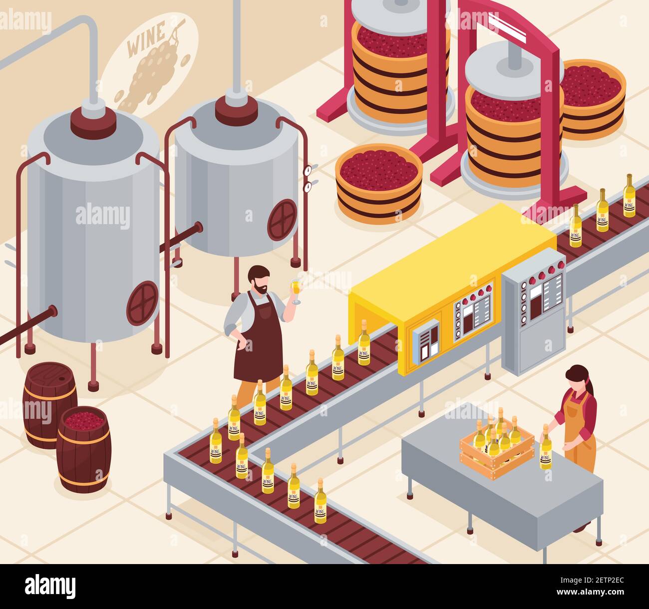 Industrial wine making Stock Vector Images - Alamy